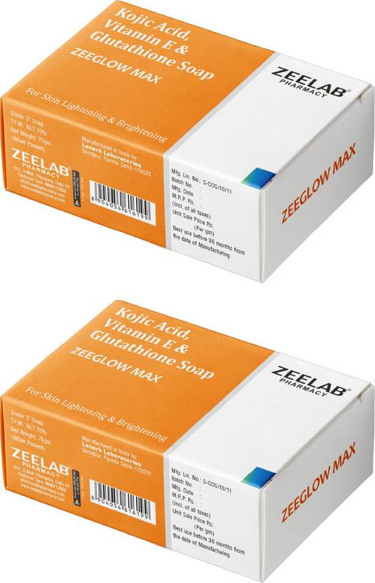 ZEE LAB Zeeglow Max Kojic Acid, Vit E & Glutathione Soap 75g | Remove ...