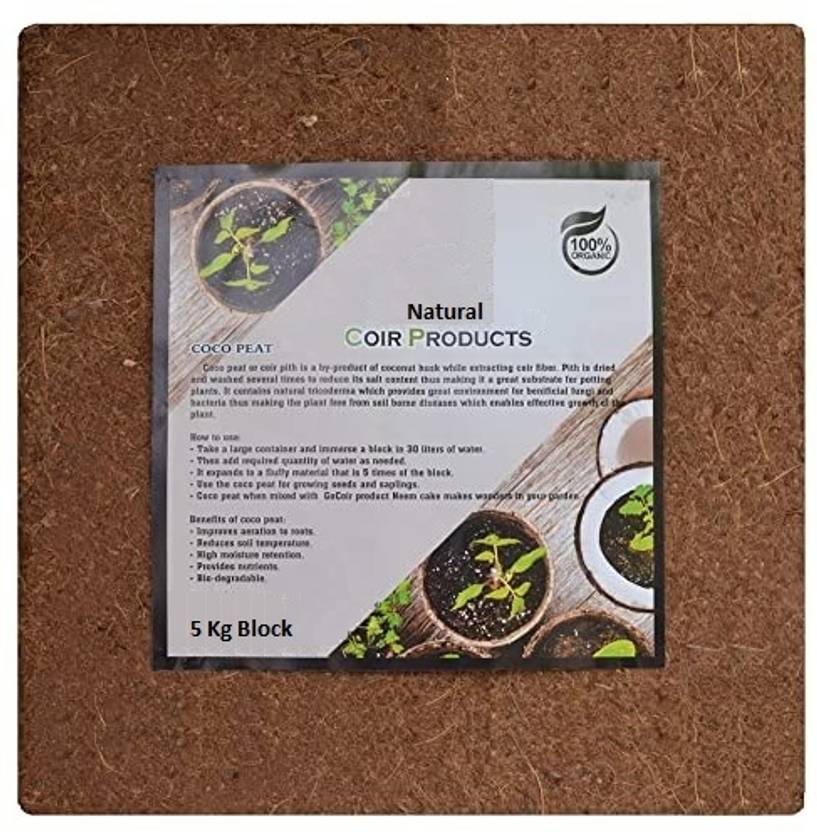 GoCoir Products Cocopeat powder(5Kg block)Coir pith Soil for kitchen ...