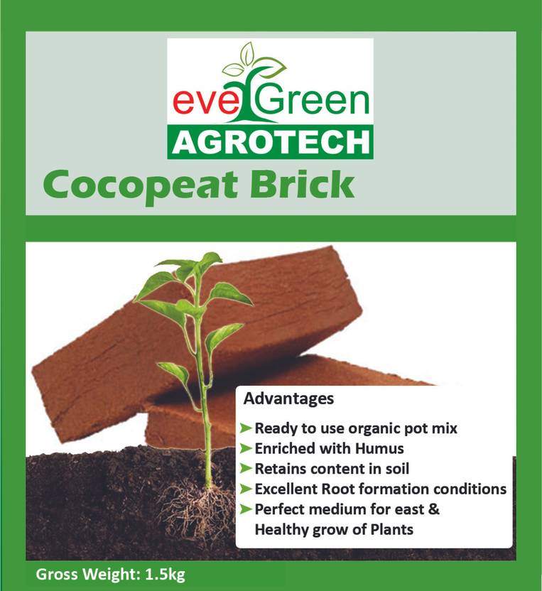 Argo Tech Evergreen Natural And Organic Cocopeat Brick Fertilizer Price ...