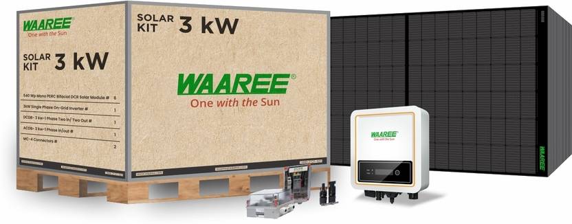 WAAREE 3kW On-Grid Non DCR Solar Kit (Single Phase) with 405 watt All ...
