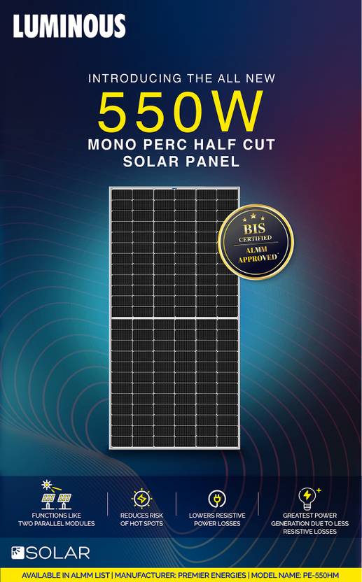 LUMINOUS LUM - 550 Watt MonoPERC Half Cut (Pack of 2) Solar Panel Price ...
