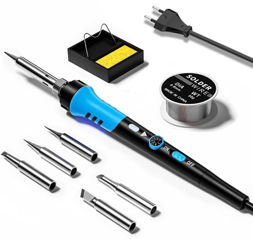 SERPLEX Soldering Iron Kit with On/Off Switch, Adjustable Temperature 200 to 450°C 60 W ...