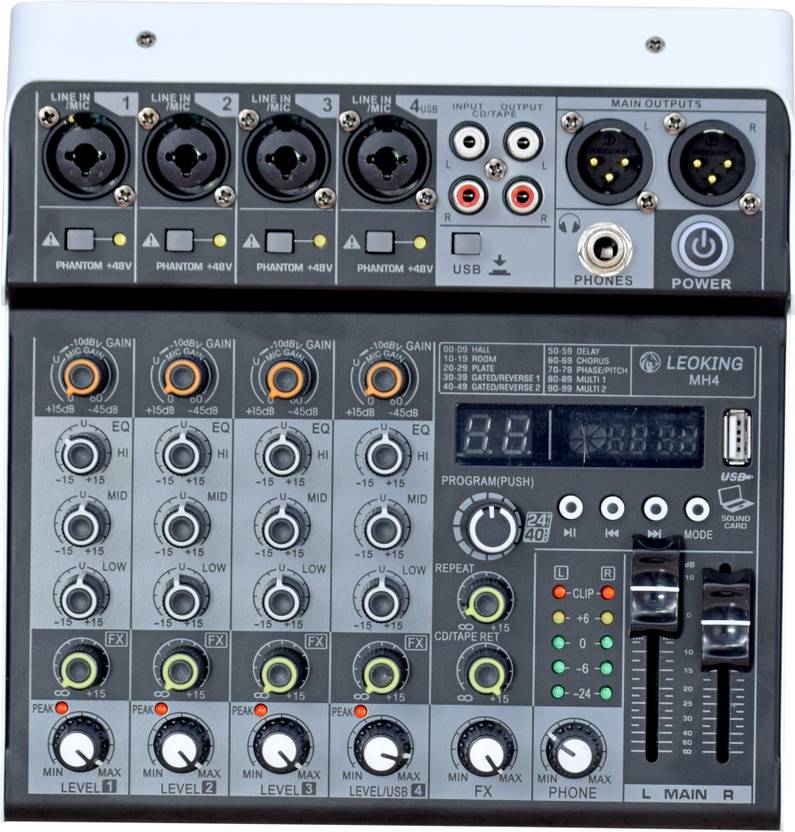 KH Portable Digital DJ Console w/USB 4 Channel Mixer Digital Sound ...