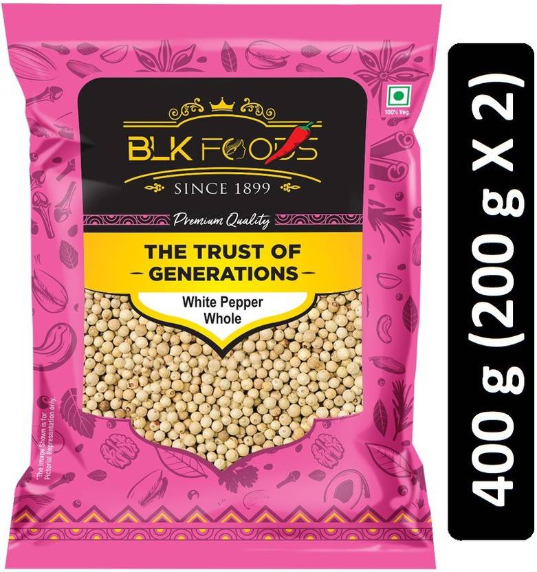 BLK FOODS Select White Pepper Whole (safed Mirch Sabut) 400g (2 X 200g ...