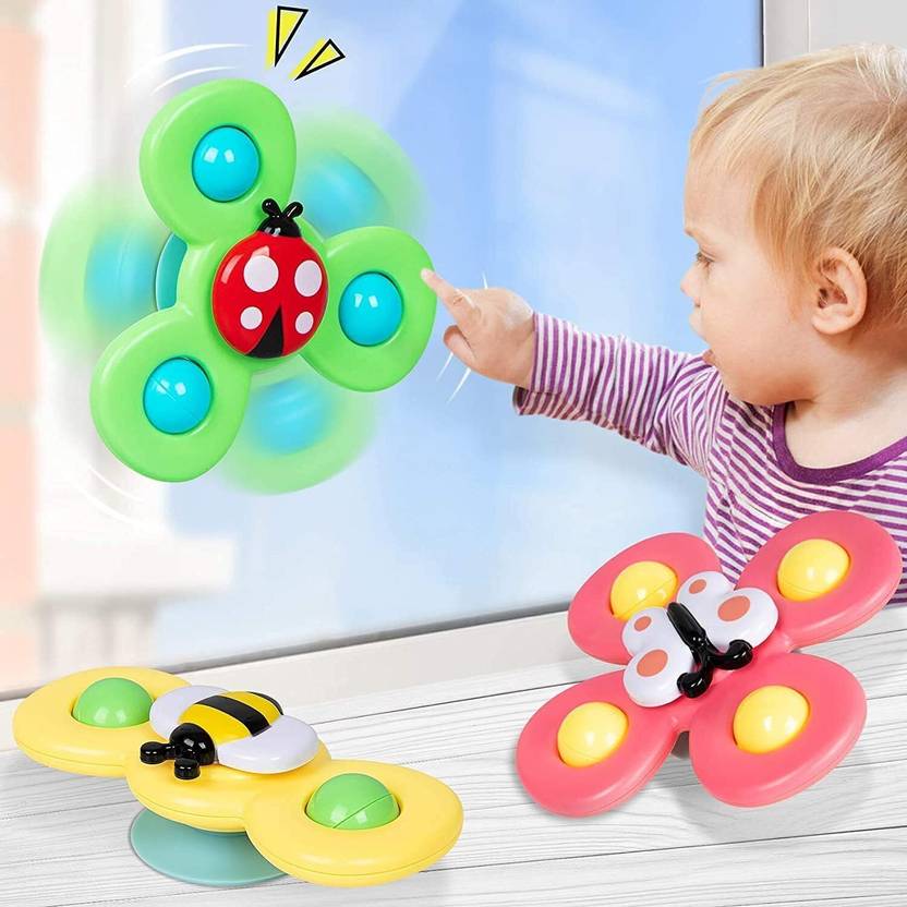 Tazomi 3 Pcs Silicone Suction Cup Base Spinning Toy Sensory Fidget Baby ...