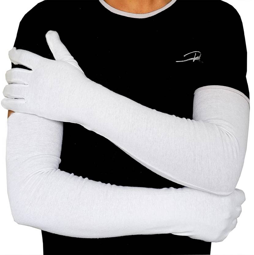 Nicsy Cotton Full Hand Gloves Sun Protection ArmSleeves for Bike Riding ...