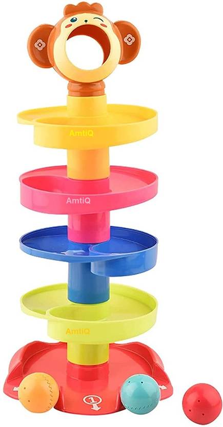 AmtiQ Roll Ball Toy with 4 Layer Ball Drop Tower Run with Roll Swirling ...