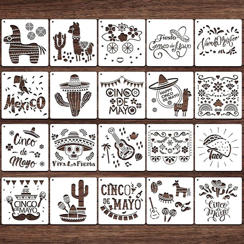 IVANA'S 20 Pieces Fiesta Stencil Template Cinco De Mayo Stencils Fiesta ...