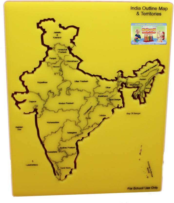 MATHWORLD India Outline Map with states stencil for drawing Geography ...