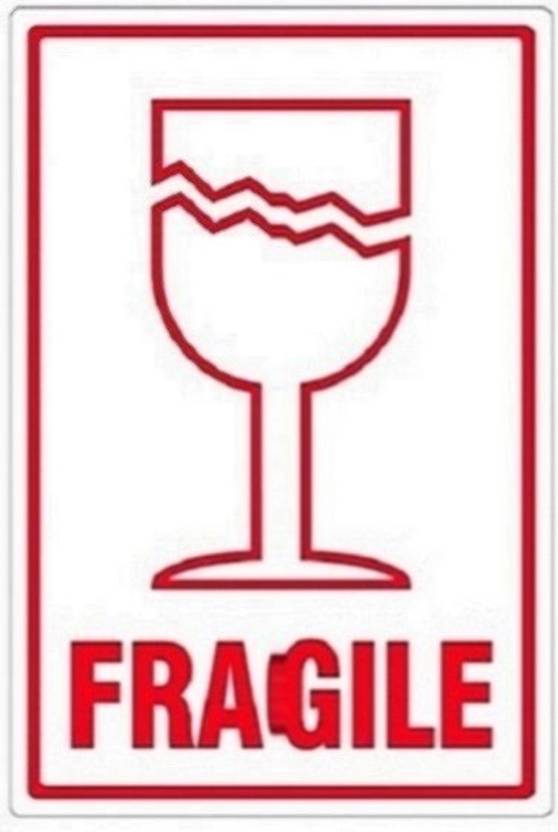 BlackDreams 7 cm Fragile Stickers/Labels with Attractive Big Glass Logo ...