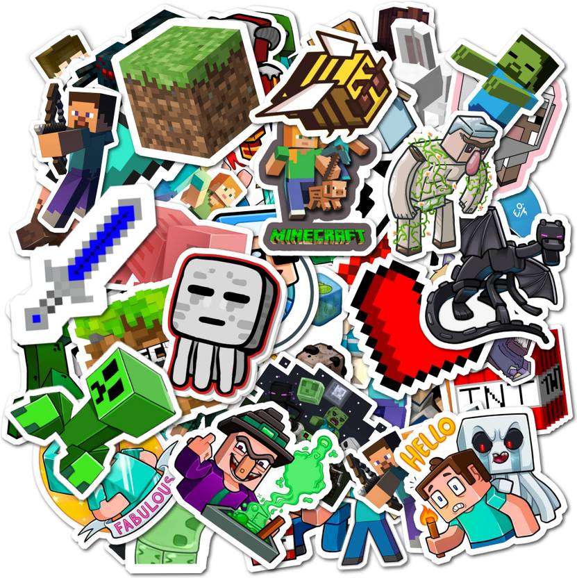 SoFFXia 92.62 cm Minecraft Game Stickers Collection Reusable Sticker ...