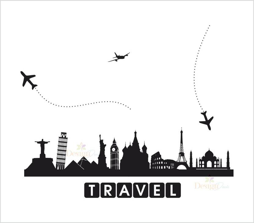 Design Decor 90 cm Travels World Famous Landmarks Travel Wall Decal ...