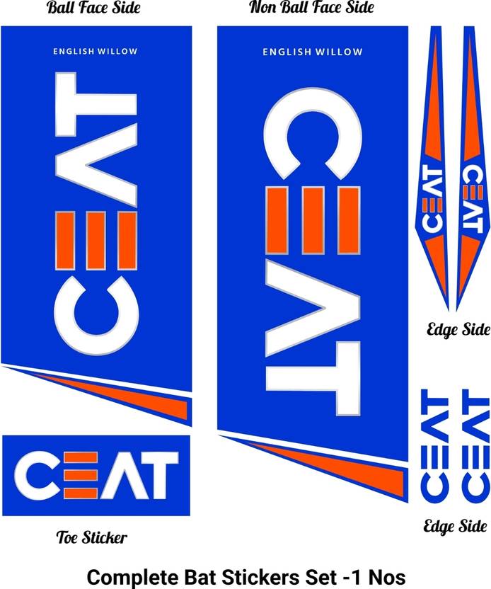 printoutz 22 cm Ceat Cricket Bat Stickers 01 Nos set 10x22 cm for ...