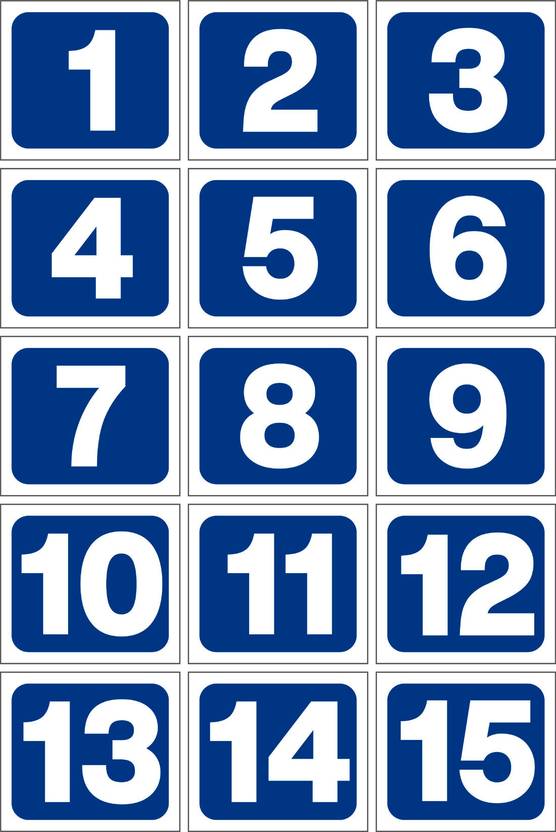 ShubhFly 11 cm Big Number Sticker 1 to 15 Digits Blue Colour Number ...