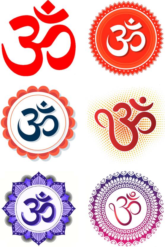 ShubhFly 15 cm Om Sticker Six Stylish Om Symbol Designs for Wall, Door ...