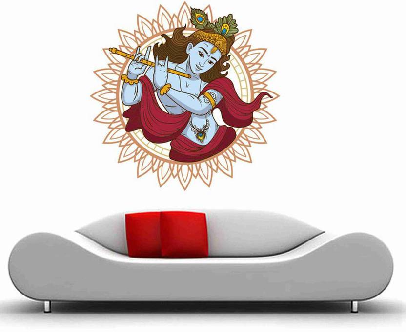 Stickerberry 50 cm Lord Krishna Playing Flute wall sticker 50 CM x 50 ...