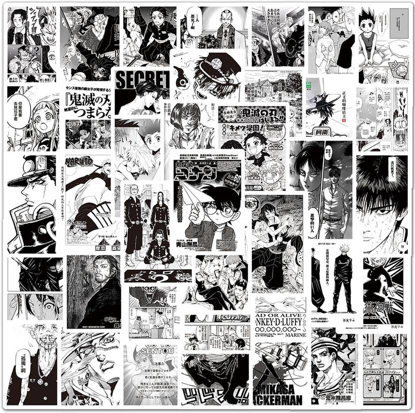 PALAY 10 cm 100pcs Hit Anime Stickers Black and White Sticker Graffiti ...