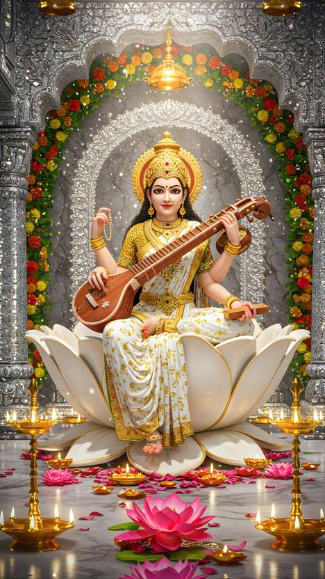 swaroopa 16.5 inch Saraswati Mata Sticker Self Adhesive Sticker Price ...