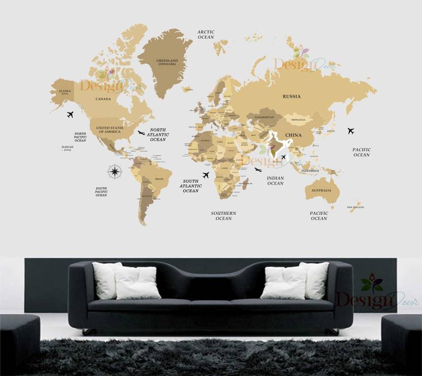 Sk decals bazar 76 cm world map wall sticker learning for student class ...
