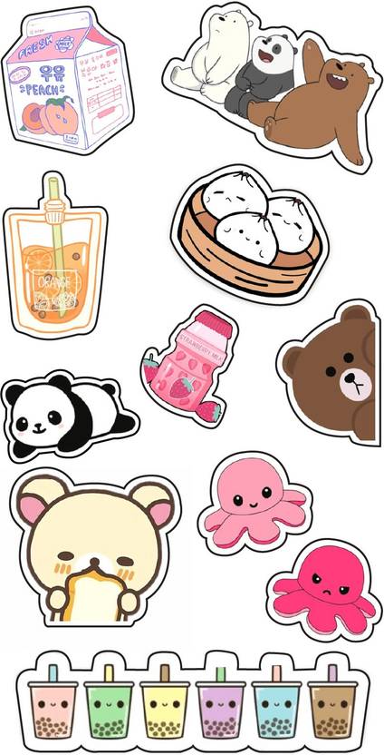 PHONE ANTICS 3.81 cm Kawaii Themed Stickers | DIY Decoration | For ...