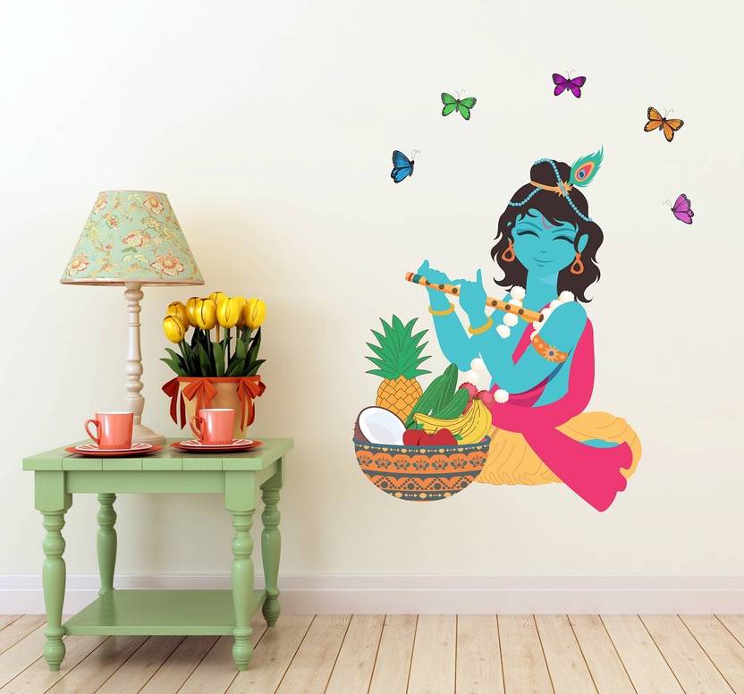 Keliko 60 cm Little Krishna | Wall Stickers | PVC Vinyl | Non-Reusable ...