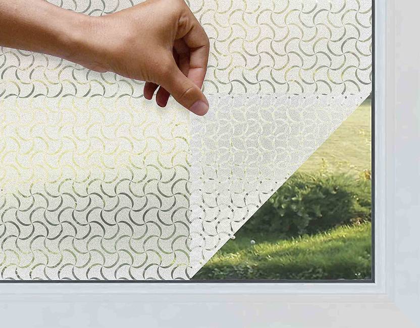 WALLDESIGN 182.88 cm Hourglass Wave Frosted Privacy Glass Film (18in x ...