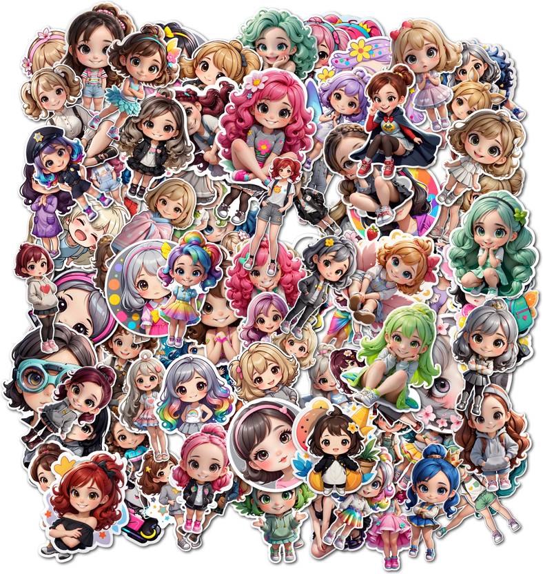 SoFFXia 4.72 cm Kawaii Chibi Girl Sticker Collection for Crafts ...
