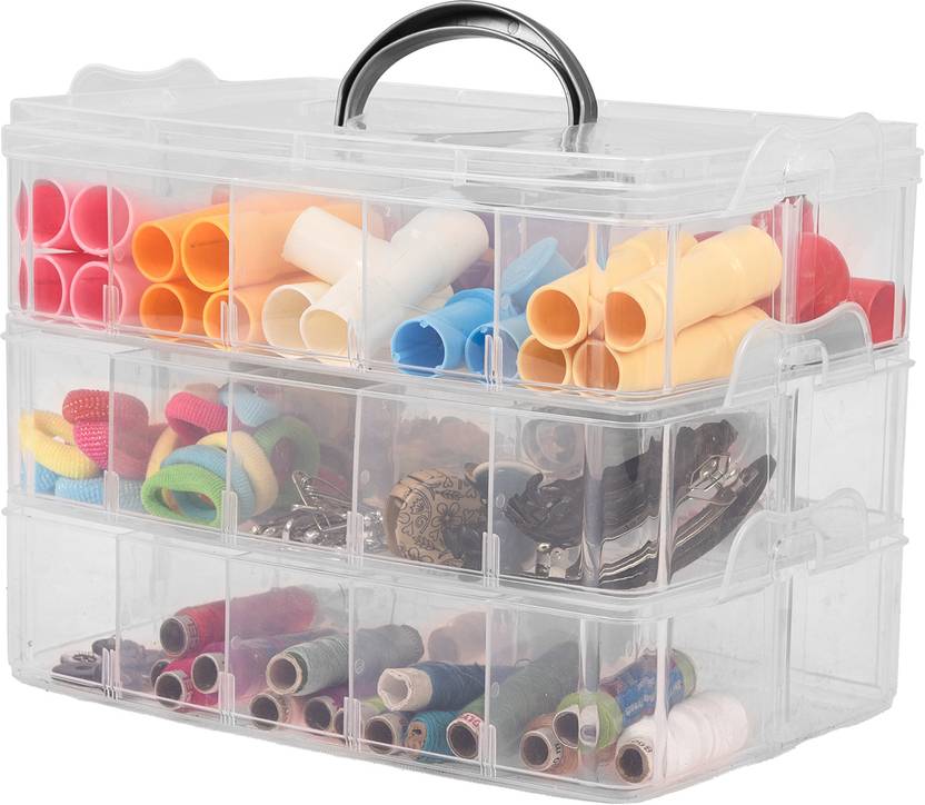 KUBER INDUSTRIES Plastic 3-Tier Storage Box|30 Grid Beads Storage ...