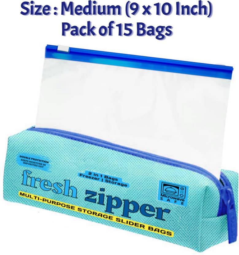 Fresh Zipper Multi-Purpose Ziplock Storage Slider Bags | Size : Medium ...