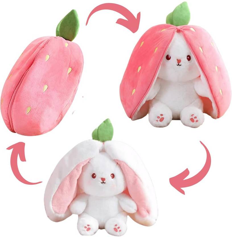 SCOOBA super soft reversible rabbit strawberry stuffed toy - 25 cm ...