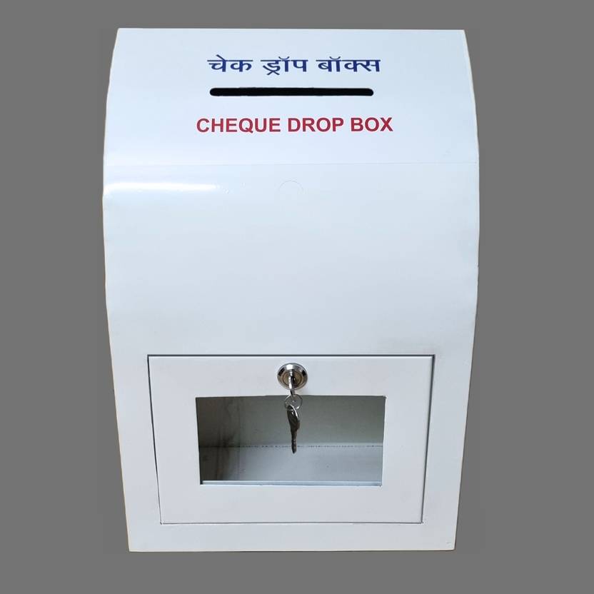 Adscope Heavy Gauge Metal Cheque Drop Box with (Bilingual Sticker ...