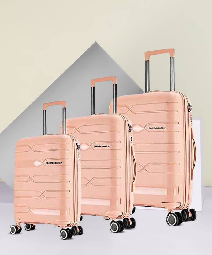 NASHER MILES Paris Hard-sided Polypropylene Luggage Set of 3 Peach ...