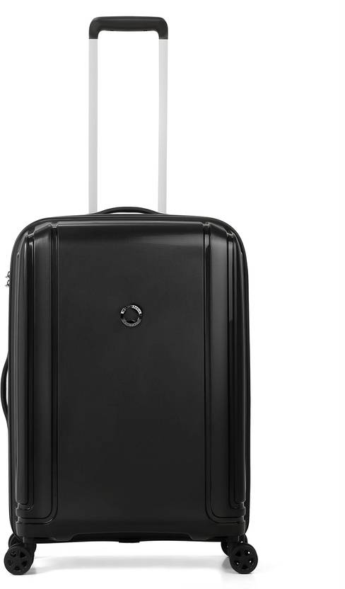 DELSEY BRISBAN Polypropylene 55 Cm 4 Double Wheels Black Hard Suitcase ...