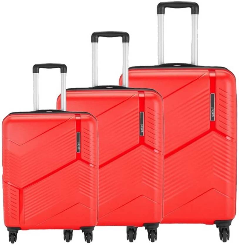 SAFARI Set of 3 Trolley Bags| 4W Suitcase |Number Lock Cabin & Check-in ...