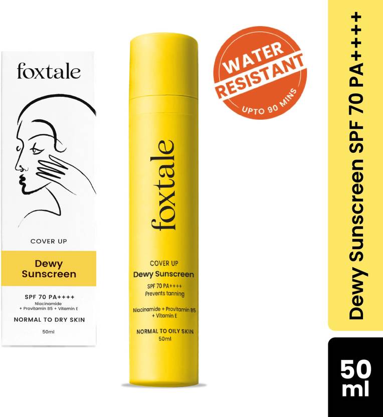 Foxtale Sunscreen - SPF 70 PA++++ Dewy Sunscreen with Naicinamide for ...