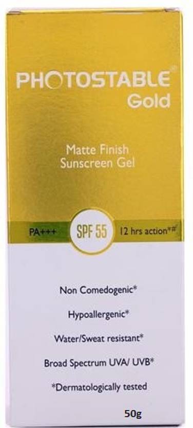 Photostable Gold Matte Finish Sunscreen Gel 50g - SPF 55 PA+++ - Price ...