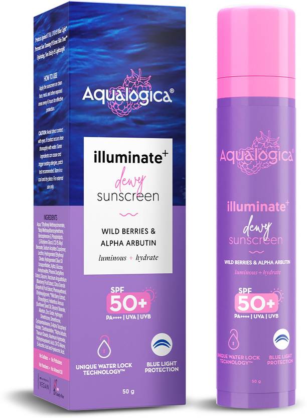 Aqualogica Sunscreen - SPF 50+ PA++++ Illuminate+ Dewy with Wild ...