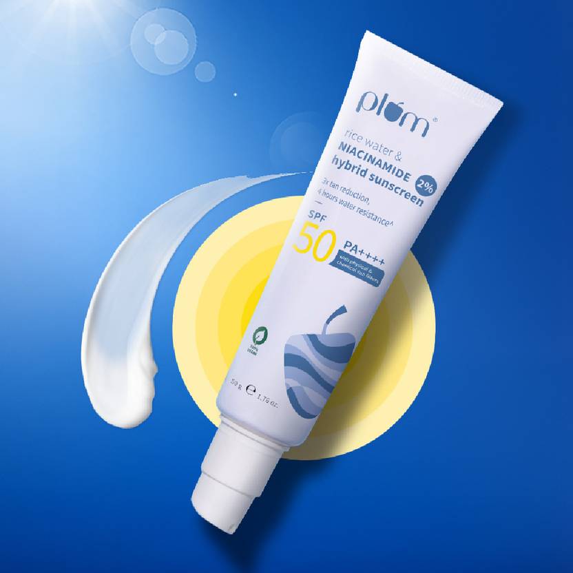 Plum Sunscreen - SPF 50 PA+++ 2% Niacinamide & Rice Water Sunscreen ...