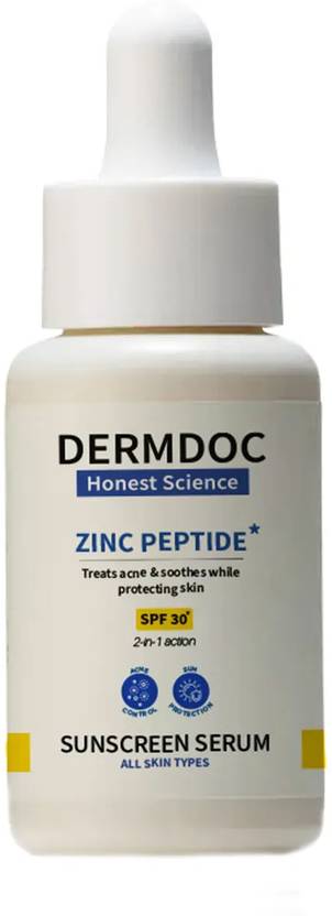DermDoc Sunscreen - SPF 50 Zinc Peptides* Sunscreen Serum SPF 30 | Acne ...