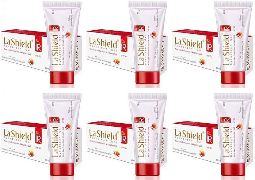 La Shield Sunscreen - SPF 50 PA+++ SPF 30+ & Pa+++ Sunscreen Gel, 60 gm x Pack of 6 - Price in ...