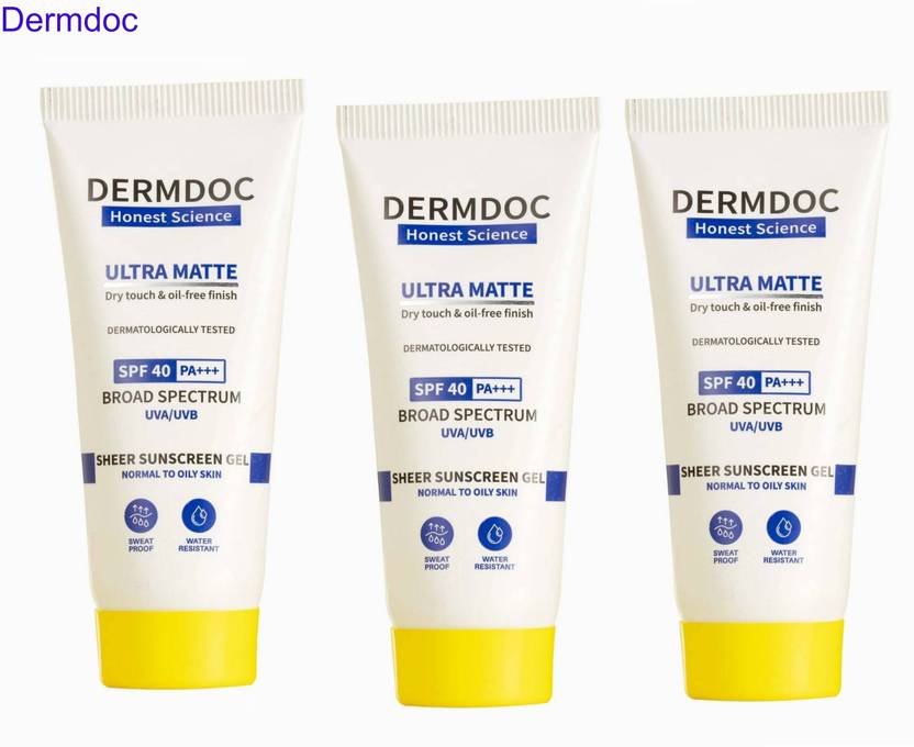 DermDoc Sunscreen - SPF SPF 40 PA+++ Ultra Matte SPF 40 Sunscreen for ...