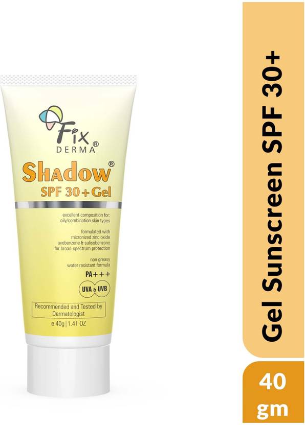 Fixderma Sunscreen - SPF 30+ PA+++ Shadow Sunscreen SPF 30+ Gel For ...
