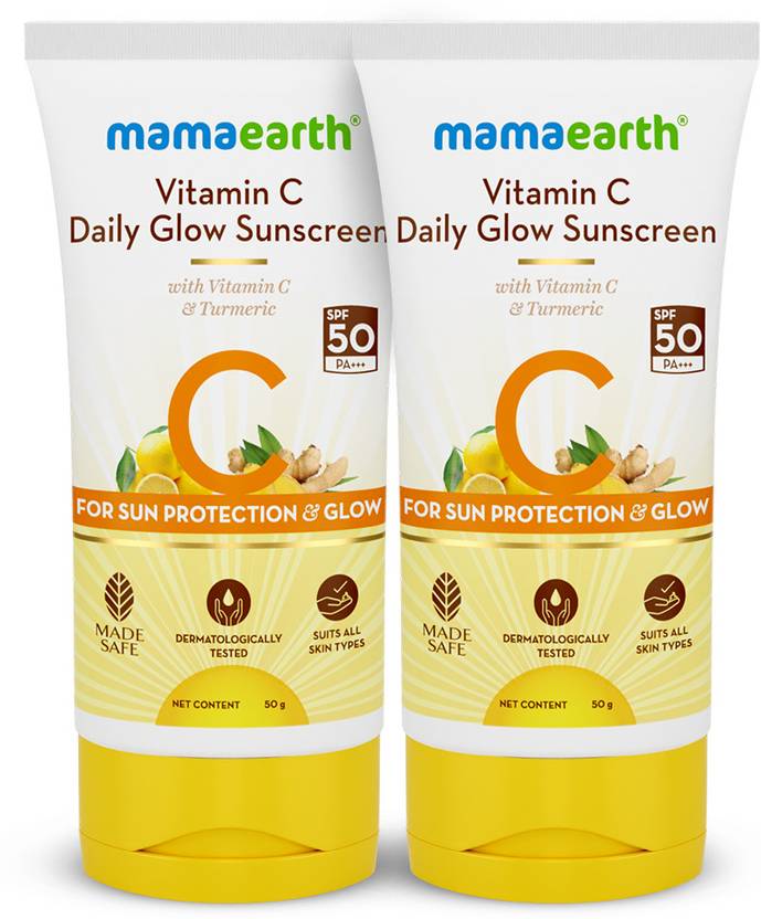 Mamaearth Sunscreen - SPF 50 PA+++ Vitamin C Daily Glow Sunscreen with ...