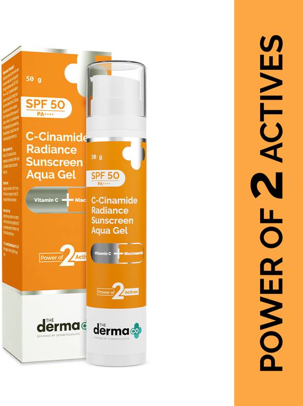 The Derma Co Sunscreen - SPF 50 PA++++ C-Cinamide Sunscreen Aqua Gel ...