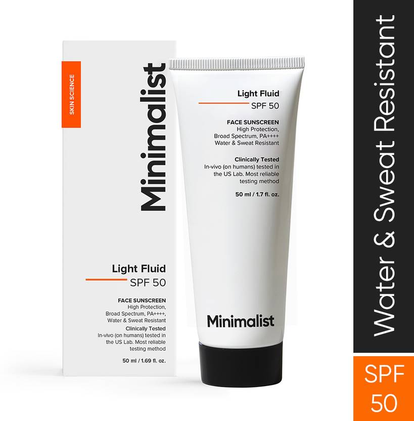 Minimalist Sunscreen - SPF 50 PA++++ Fluid Water and Sweat Resistant ...