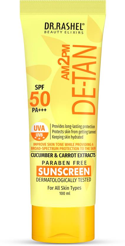 DR.RASHEL Sunscreen - SPF 50 PA+++ Skin Hydrating De-Tan Sunscreen SPF ...