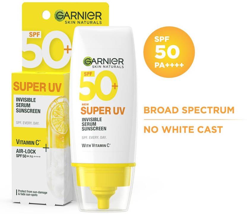 GARNIER Sunscreen - SPF 50 PA++++ Super UV Invisible Serum Sunscreen ...