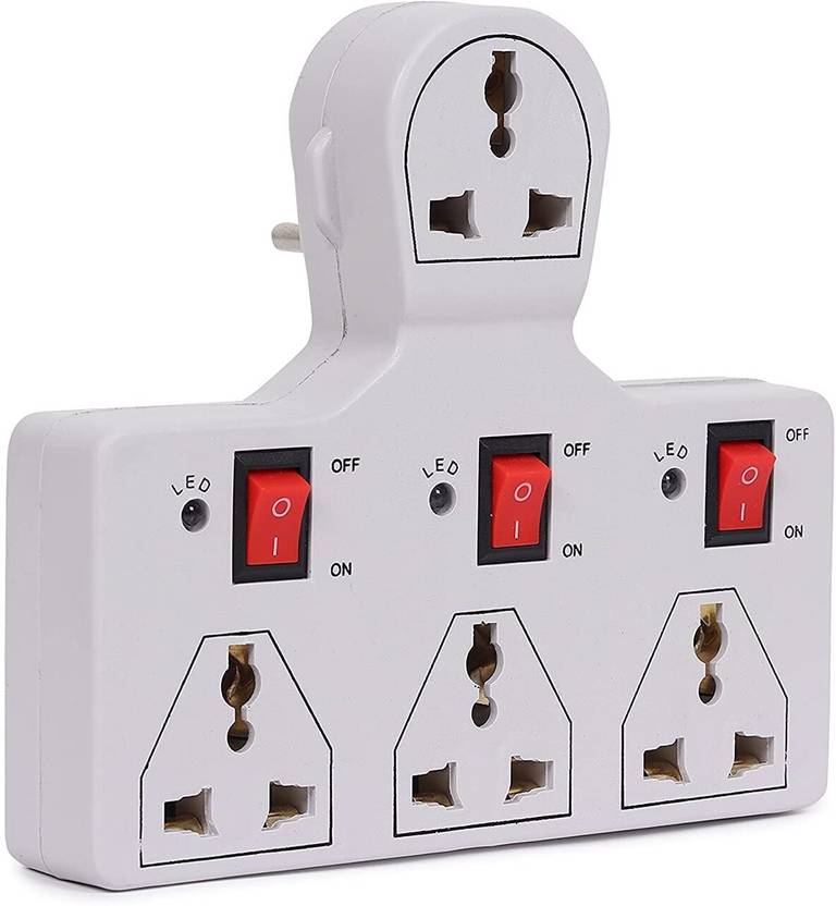 BOUO 4 Pin Multi Plug Point Cordless Wall Socket 4 Socket Extension ...