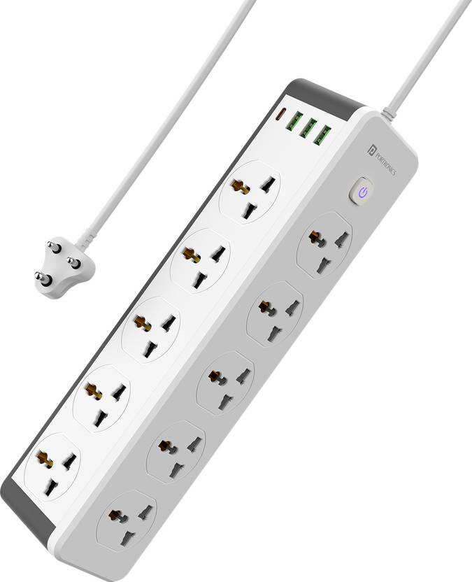 Portronics Power Plate 14 with 10 Sockets, Type-C PD, 3 USB Ports ...