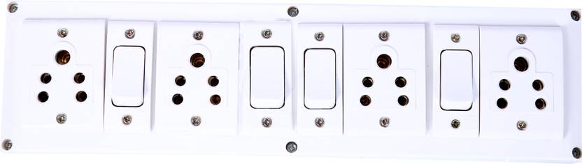 LUNIX PVC 4 Socket and 4 Switch Extension Board With 5 Meter Wire 4 ...